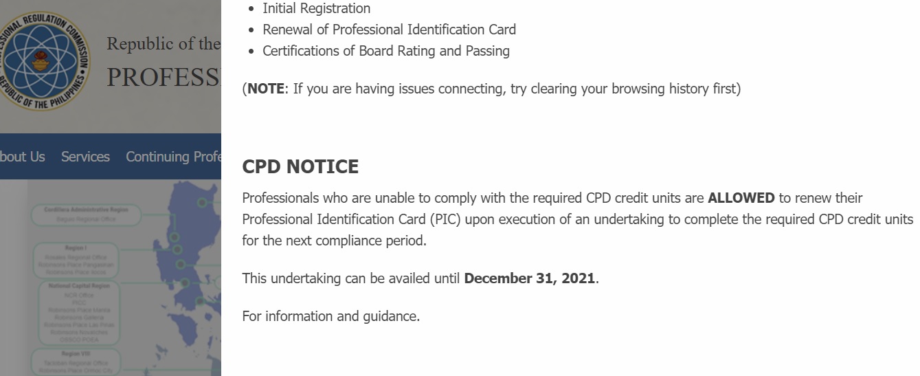 PRC license renewal without CPD compliance extended to Dec. 2021