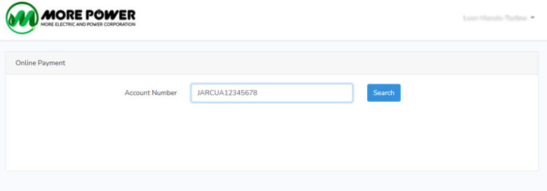 Steps in using MORE Power Online Bills Payment