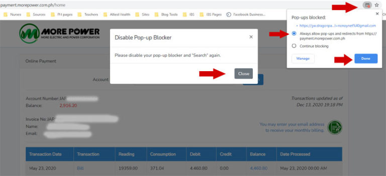 Steps in using MORE Power Online Bills Payment