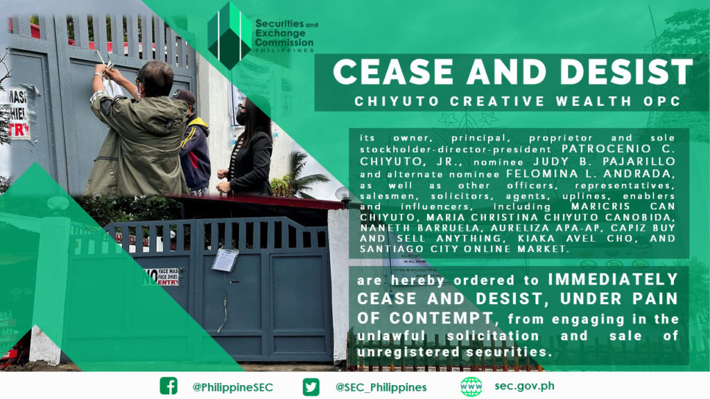 SEC stops Chiyuto's investment scheme