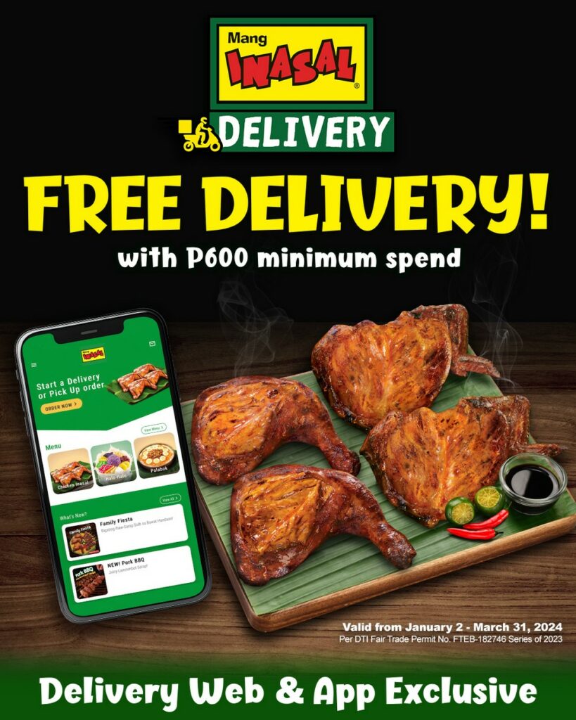Mang Inasal extends free delivery treat this March